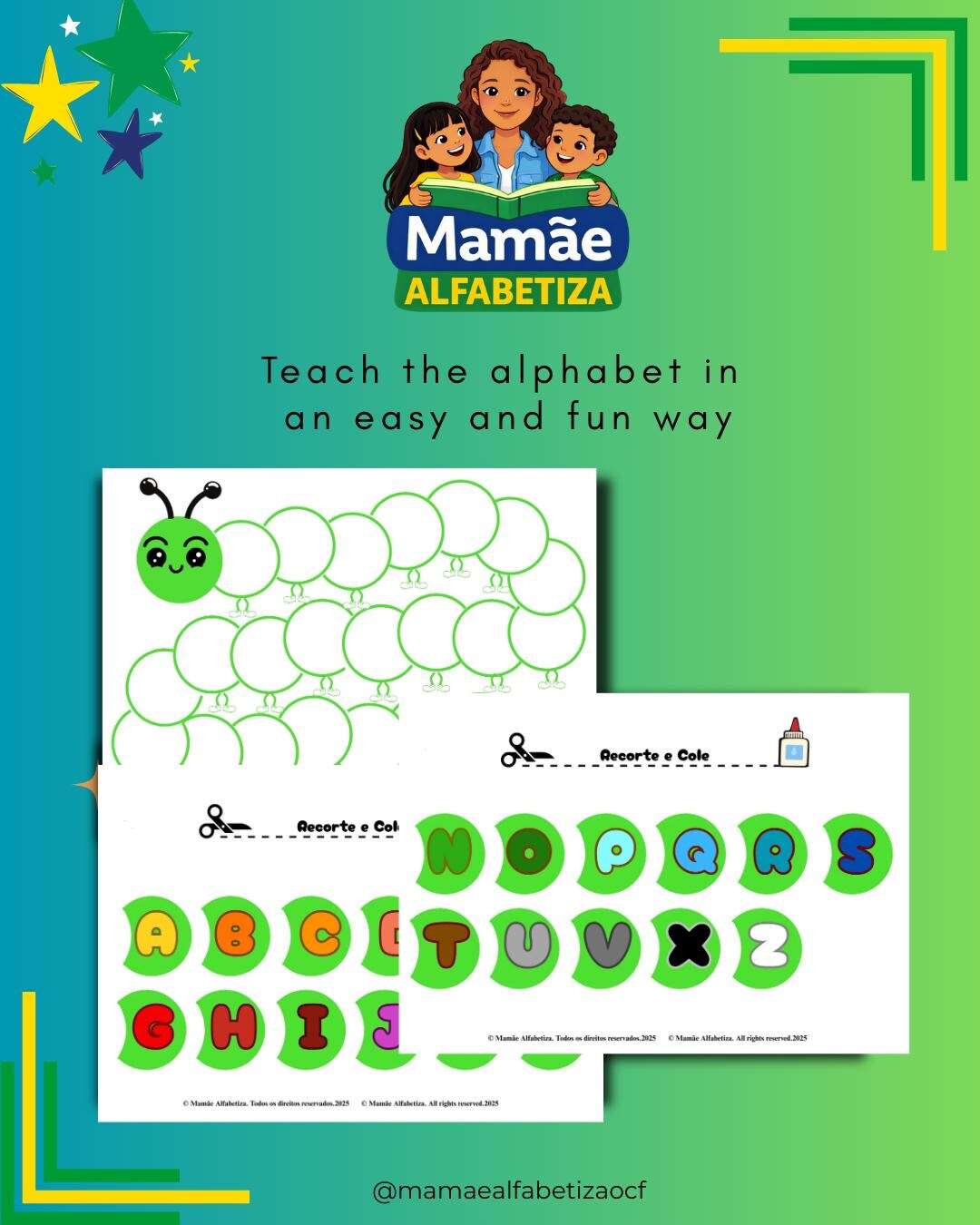 Cut and Paste – Fine Motor Skills Activity – Alphabet Caterpillar - Etsy