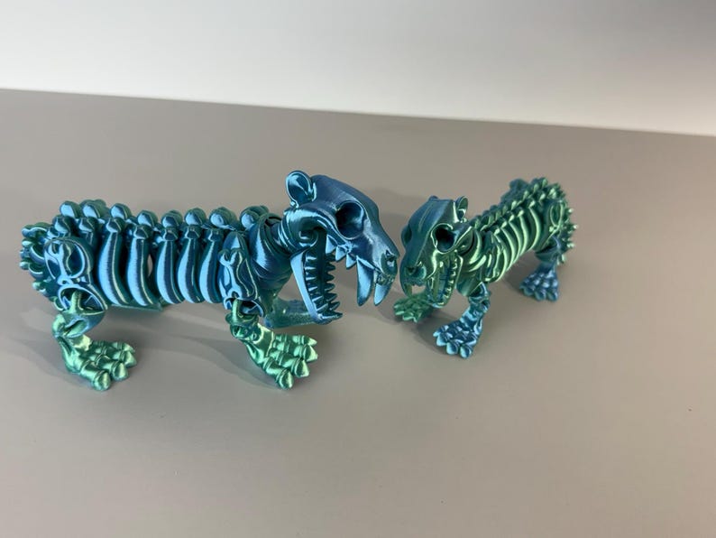 3D Printed Sabertooth Tiger Skeleton - Ice Age Desk Decor, Fossil ...