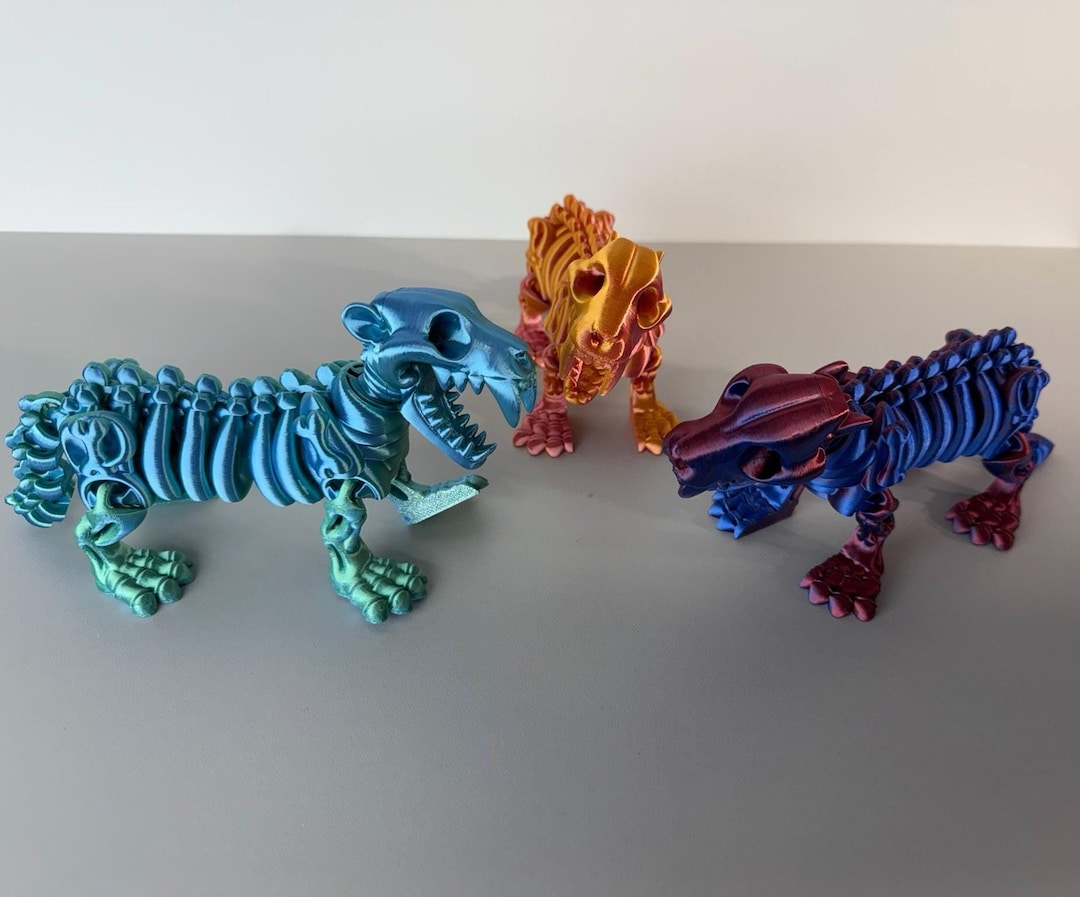 3D Printed Sabertooth Tiger Skeleton - Ice Age Desk Decor, Fossil ...