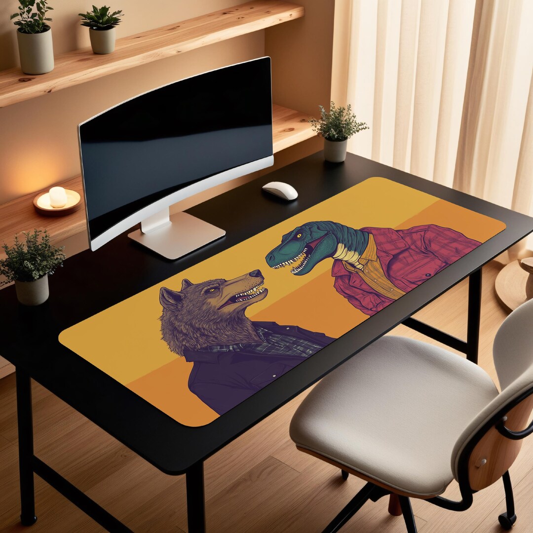 60s MOD | Premium Werewolf and T-rex Mouse Pad | High Quality Desk Mat ...