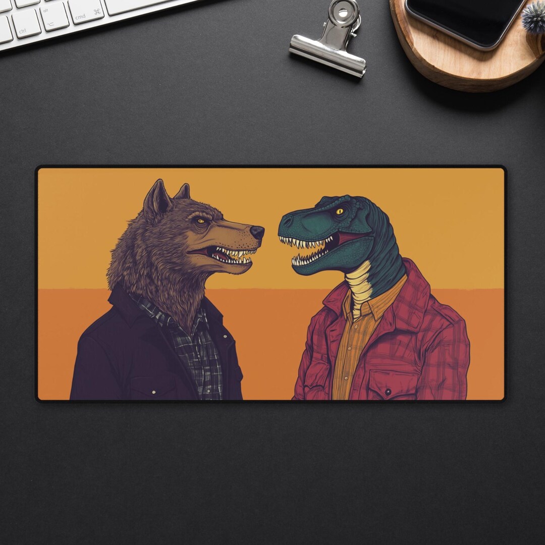60s MOD Premium Werewolf and T-rex Mouse Pad High Quality Desk Mat Gift ...