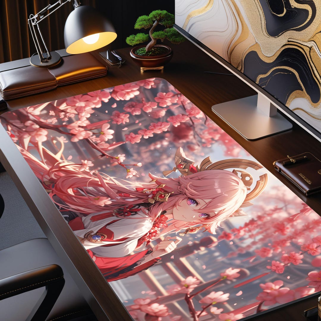 Kawaii Yae Miko | Premium Anime Mouse Pad | Large Genshin Impact ...