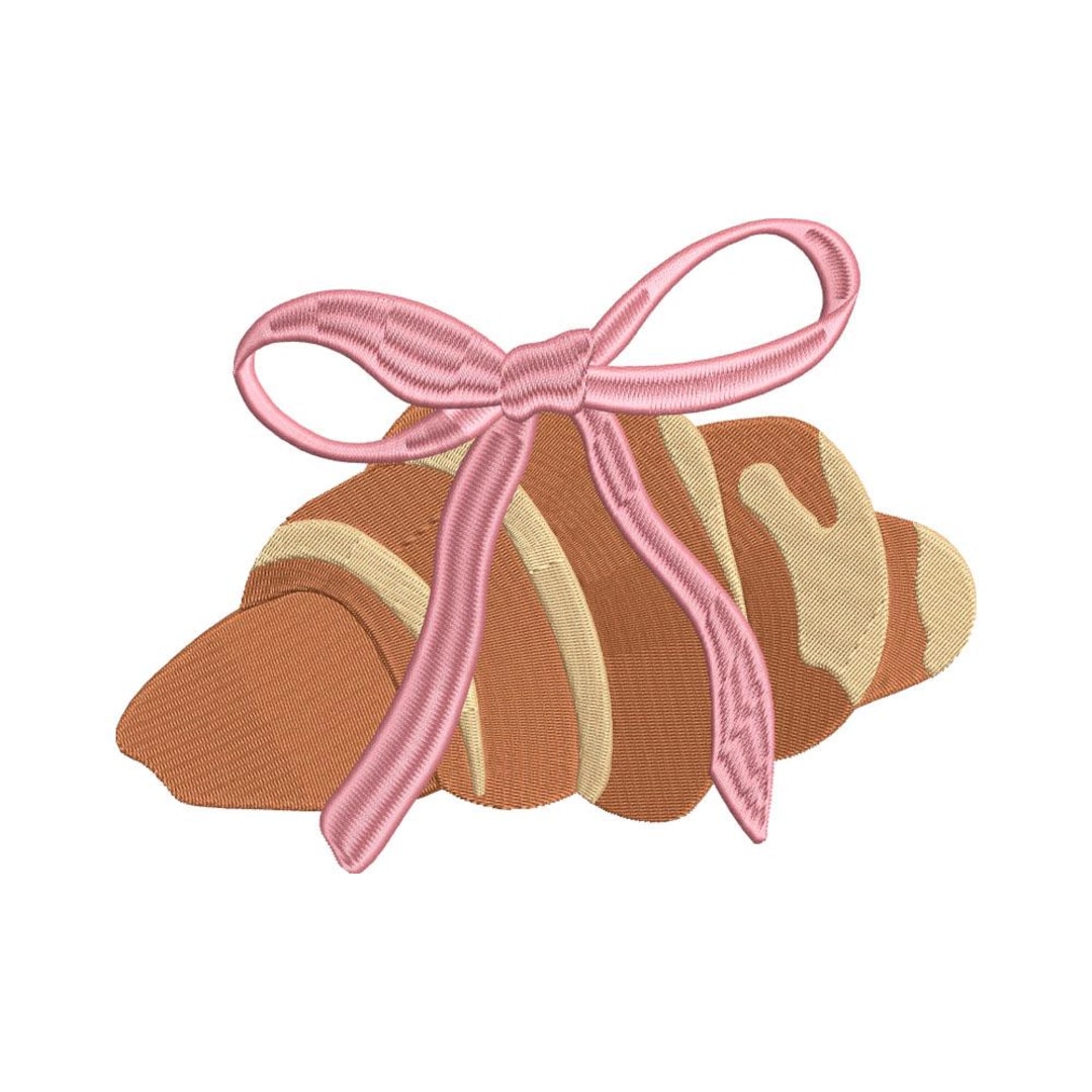 French Coquette Bow Croissant Blue Kiss-cut Embroidery, Croissant ...