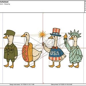 Patriotic Goose Embroidery File, 4th of July Silly Goose Clipart ...