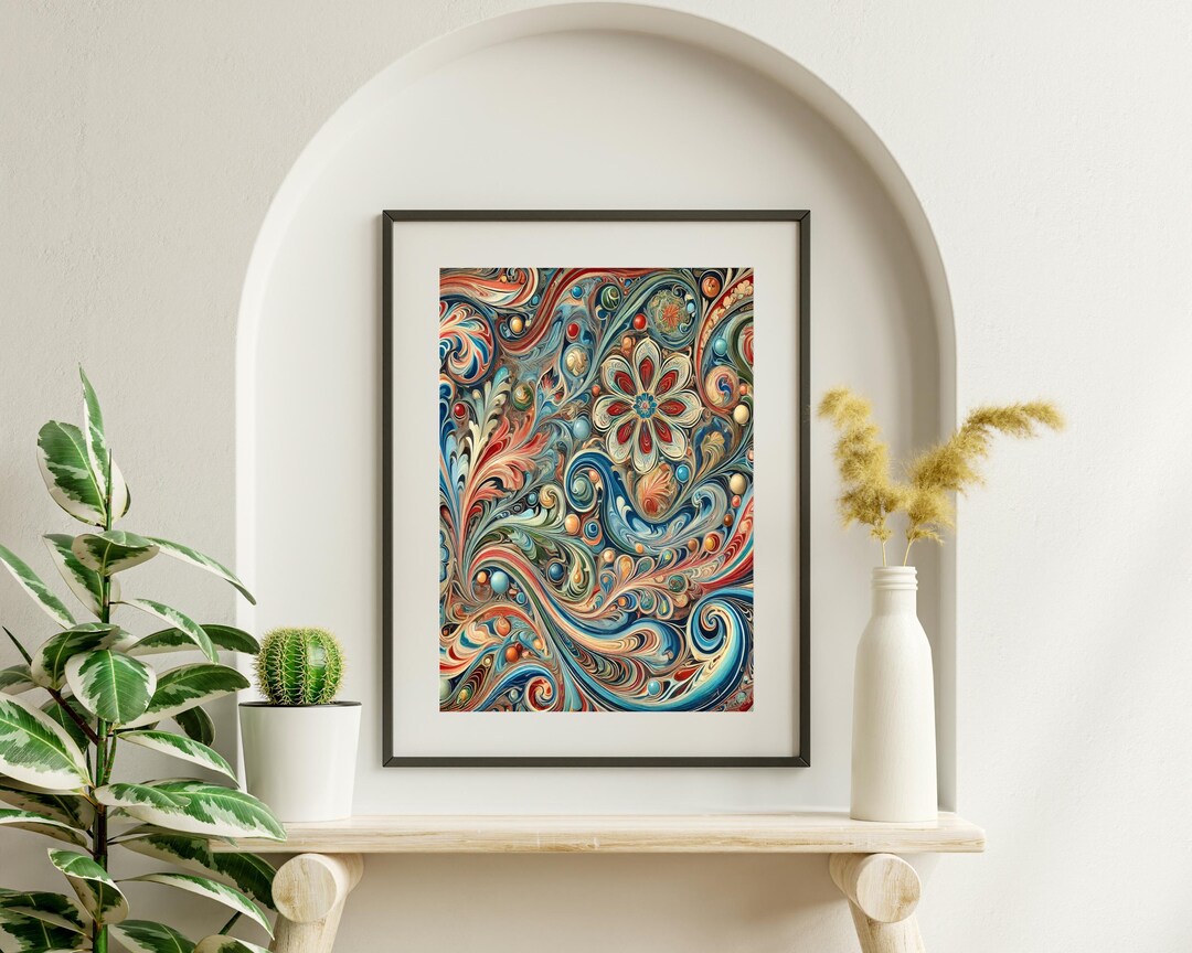 Marbling Abstract Art | Turkish Ebru Printable Wall Art | Digital ...