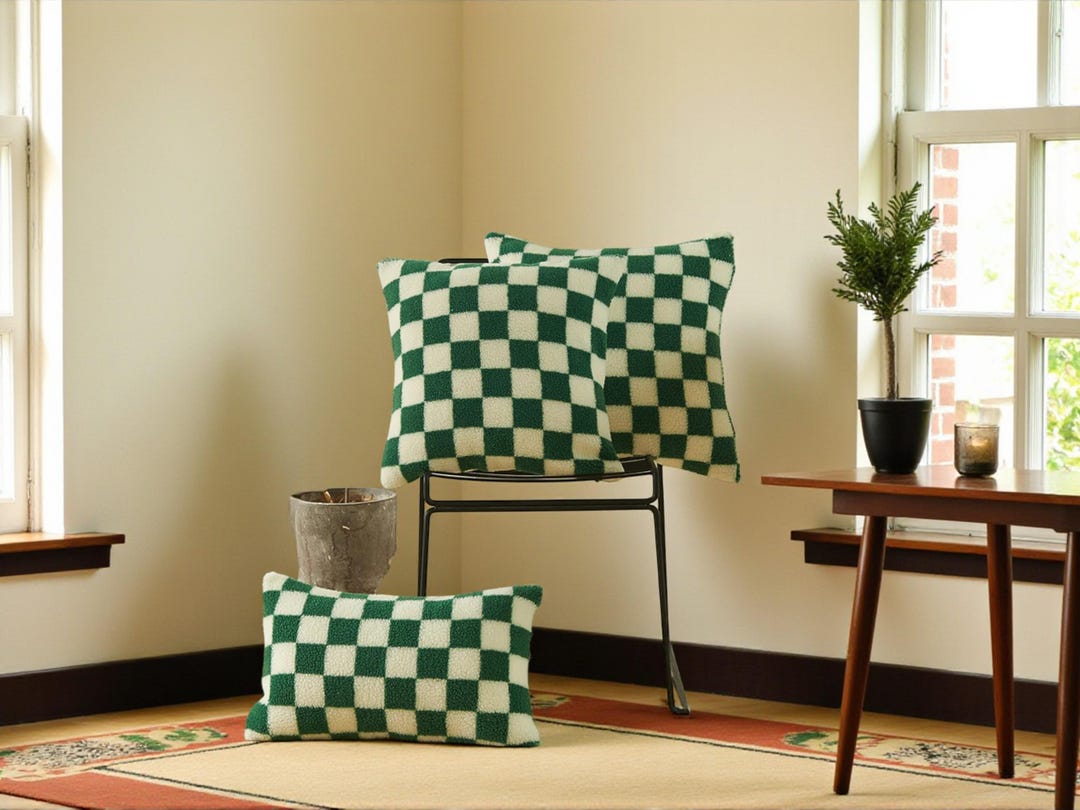 Checkerboard Cushion Cover: Modern Throw Pillowcase for Sofa Decor - Etsy