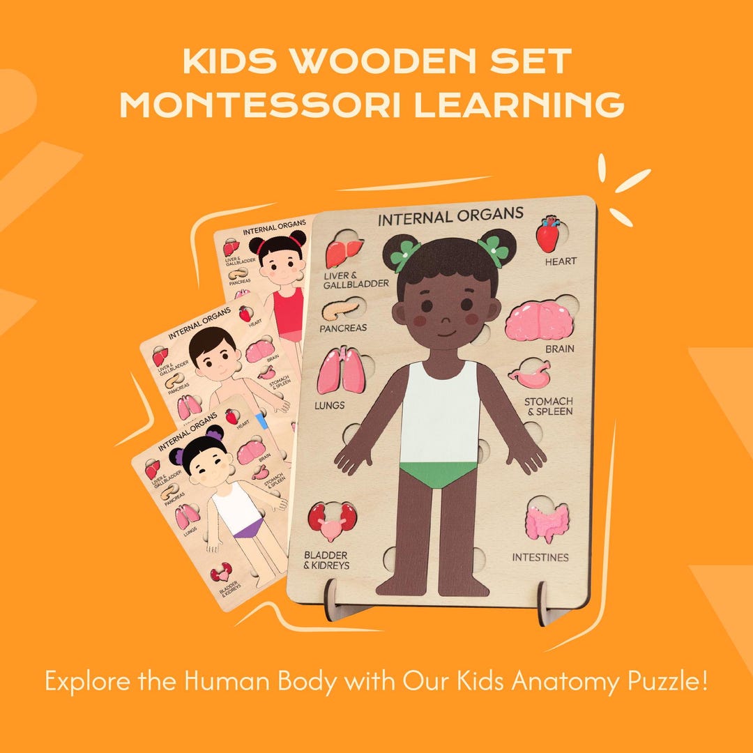 Educational Human Body Puzzle – Wooden Montessori Anatomy Toy for Kids ...