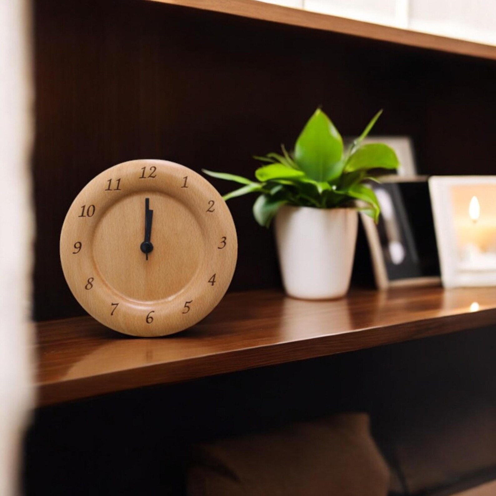 Small Wooden Table Clock, Mini Wooden Clock, Modern Desk Clock ...