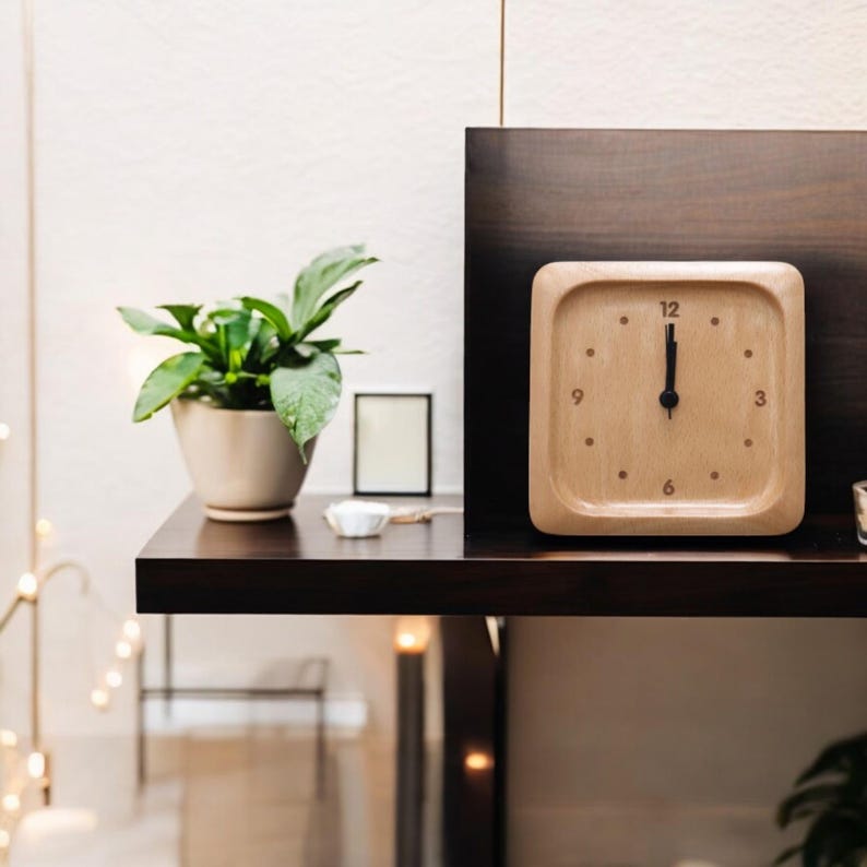 Small Wooden Table Clock, Mini Wooden Clock, Modern Desk Clock ...