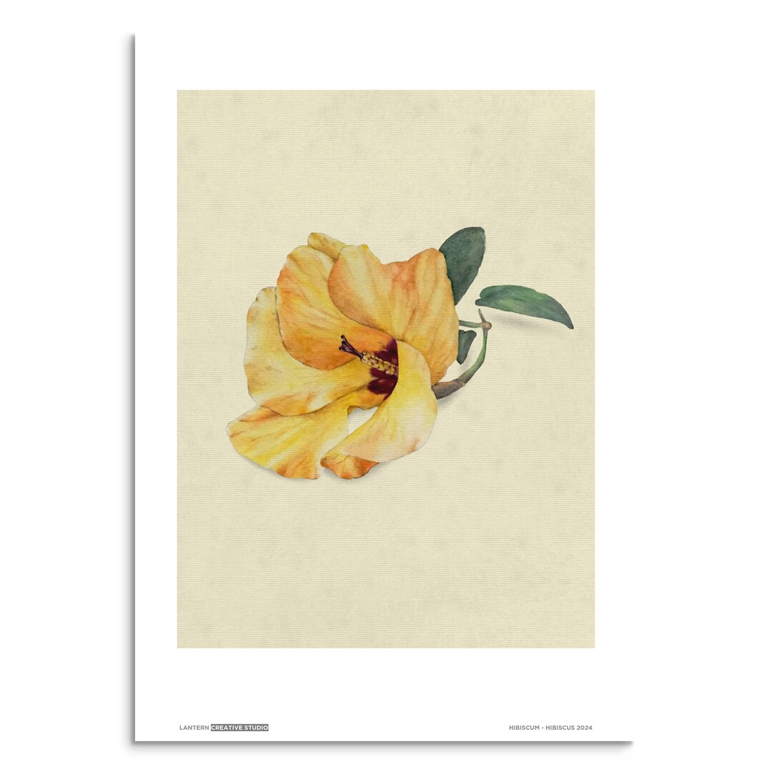 Hibiscus Digital Art Print - Hand-painted Watercolour Flower Artwork ...