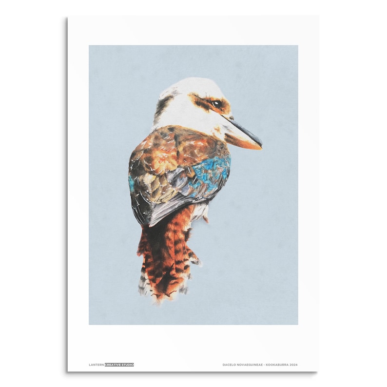 Kookaburra Digital Art Print - Hand-painted Watercolour Bird Artwork ...