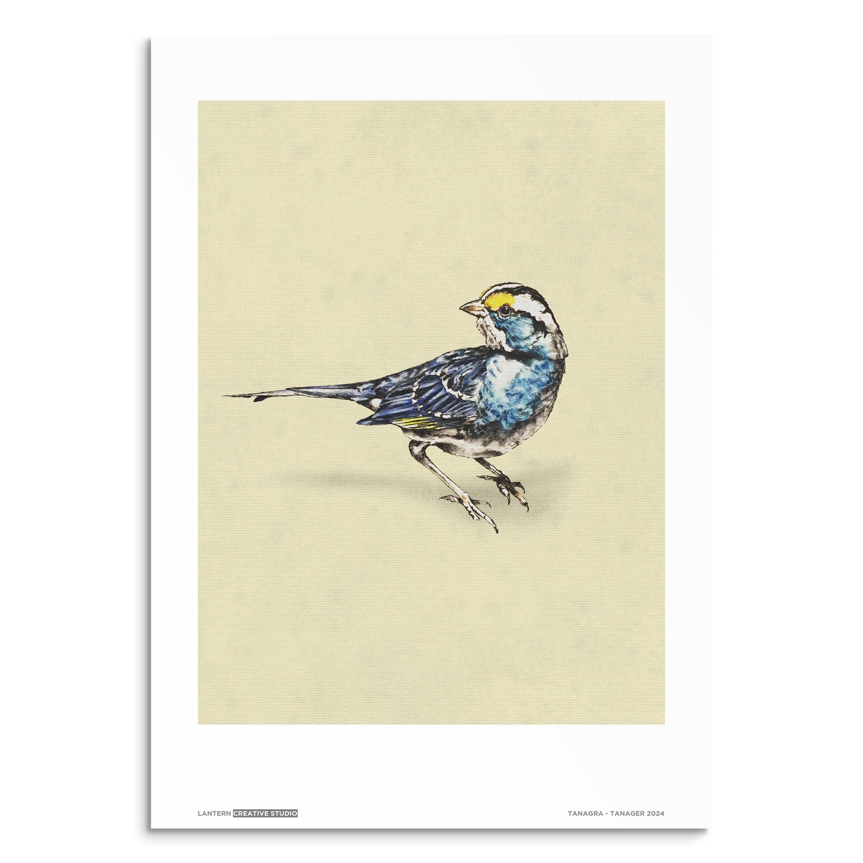 Tanager Bird Digital Art Print - Hand-painted Watercolour Bird Artwork ...