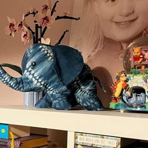 Handmade Indigo Tie-dye Elephant Plush: Cotton Stuffed Animal - Etsy