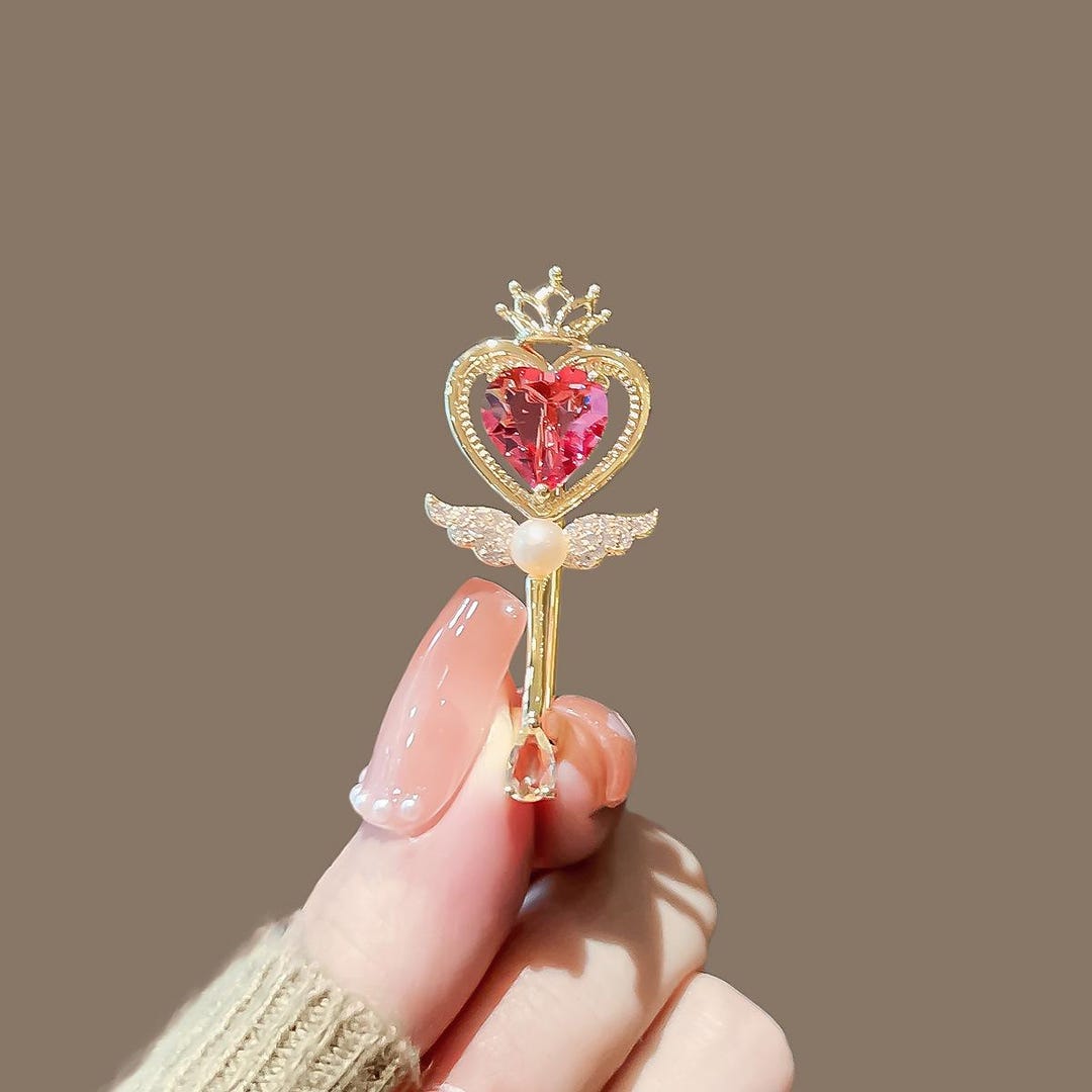 Magical Girl Fairy Key, Magical Heart Shaped Jewelry, Fantasy Jewelry ...