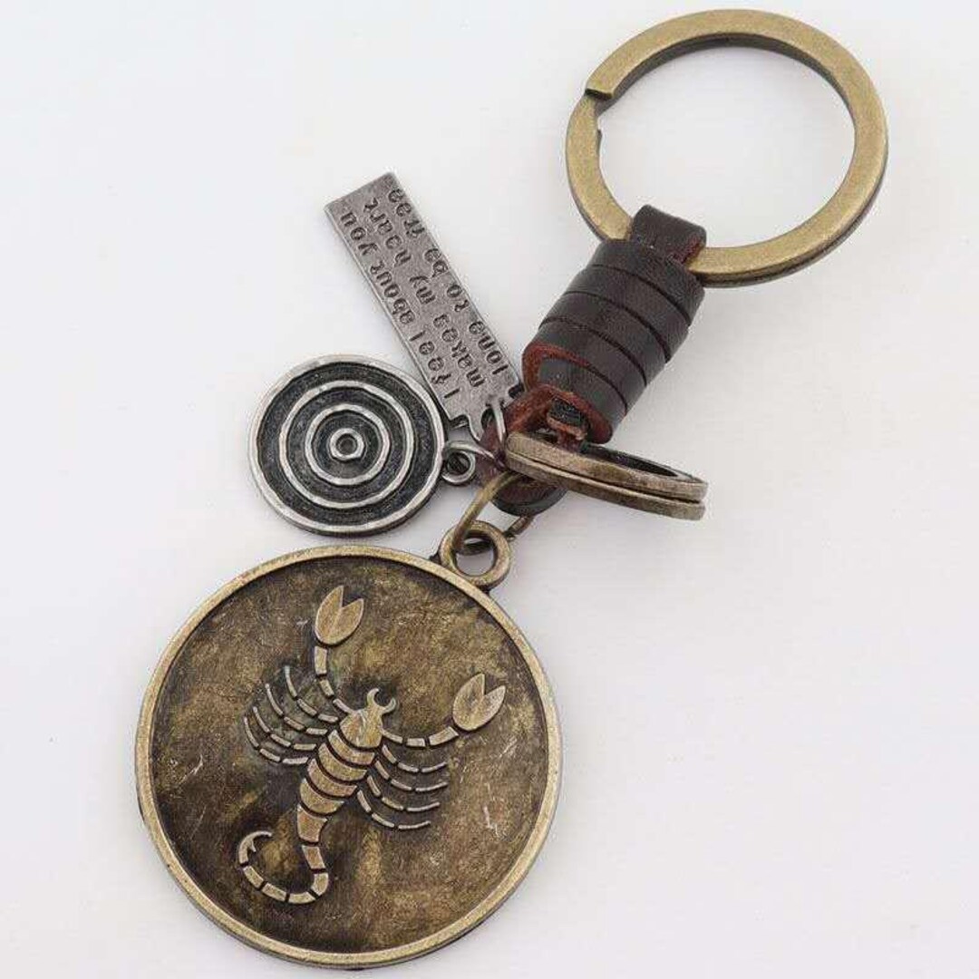 Vintage Twelve Constellations Keychain, Zodiac Key Chain Charms, Hand ...