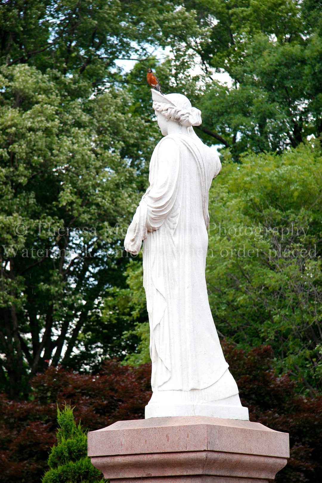 Marble Statue With A Mockingbird, Missouri Botanical Gardens, St. Louis ...
