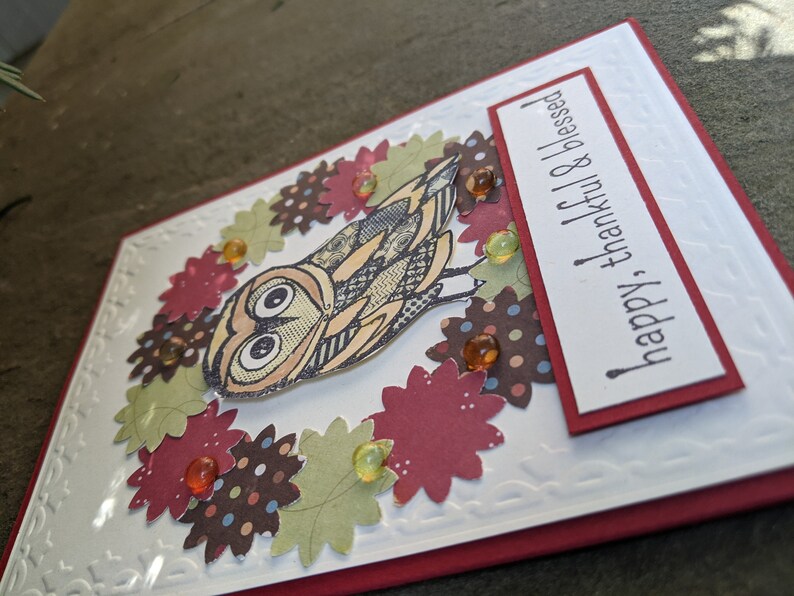 Owl - Thank You Greeting Card - Blessed - Owl Thank You - Fall Wreath ...