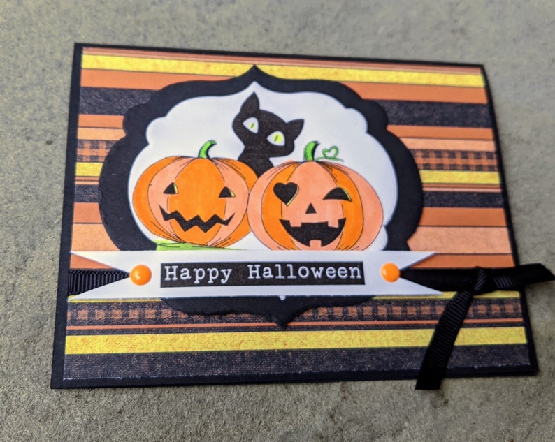 Halloween Cards - Children's Card - Cute Pumpkins - Cat - Halloween ...