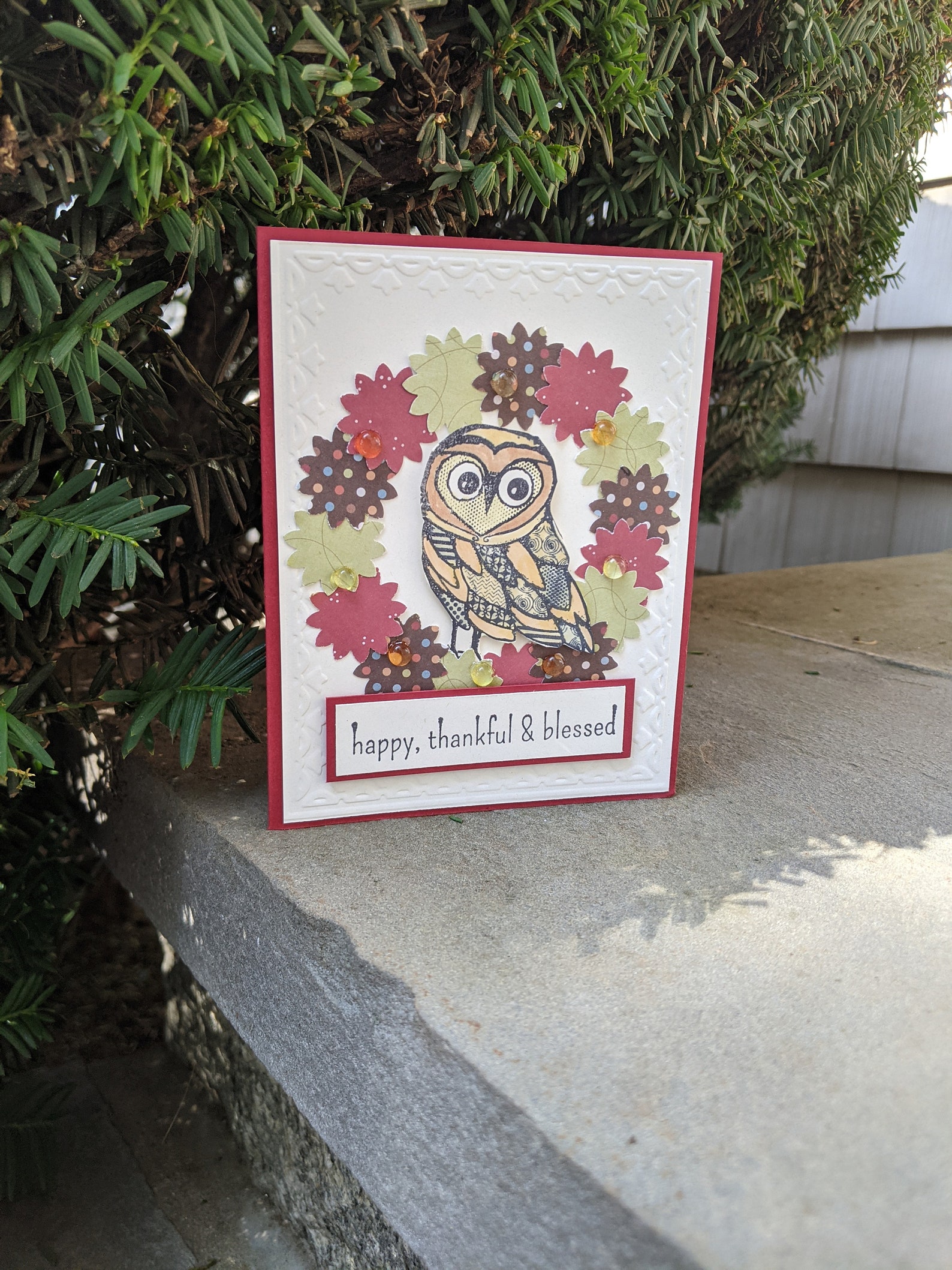 Owl - Thank You Greeting Card - Blessed - Owl Thank You - Fall Wreath ...