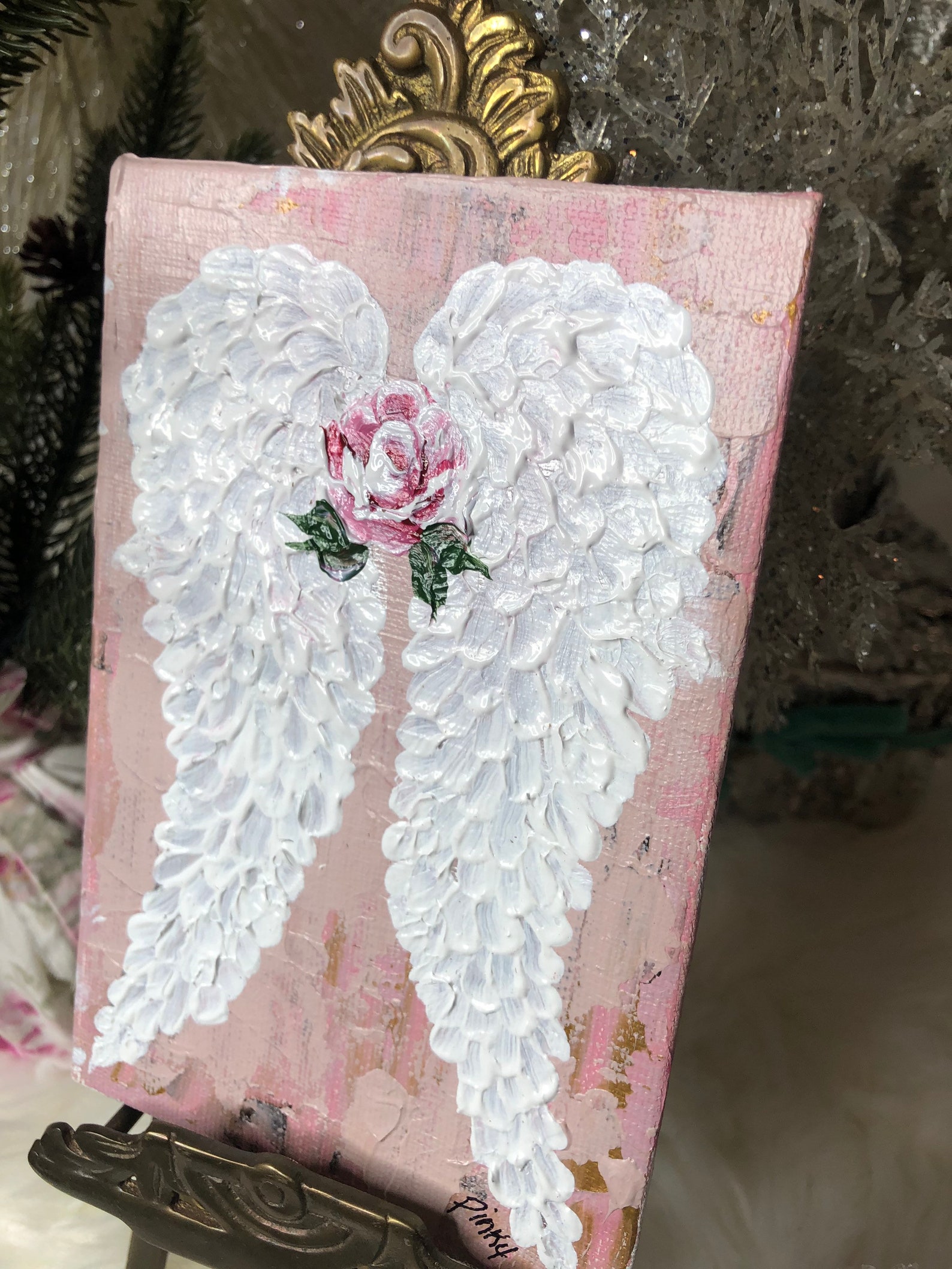 Pretty Handpainted Angel Wings With Roses Shabby Chic - Etsy