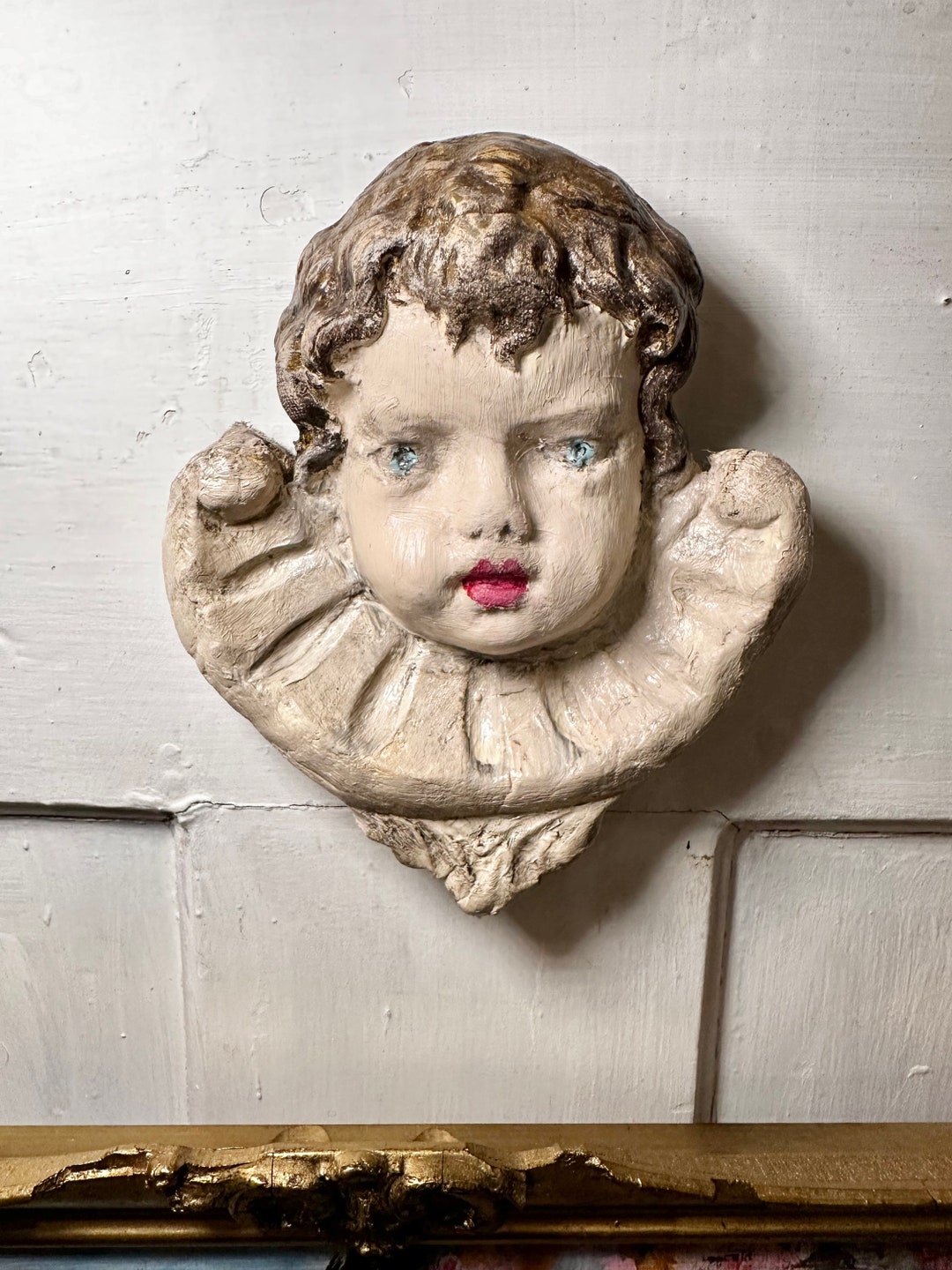 Antique Cherub Style Wall Plaque Handmade Angel Face - Etsy