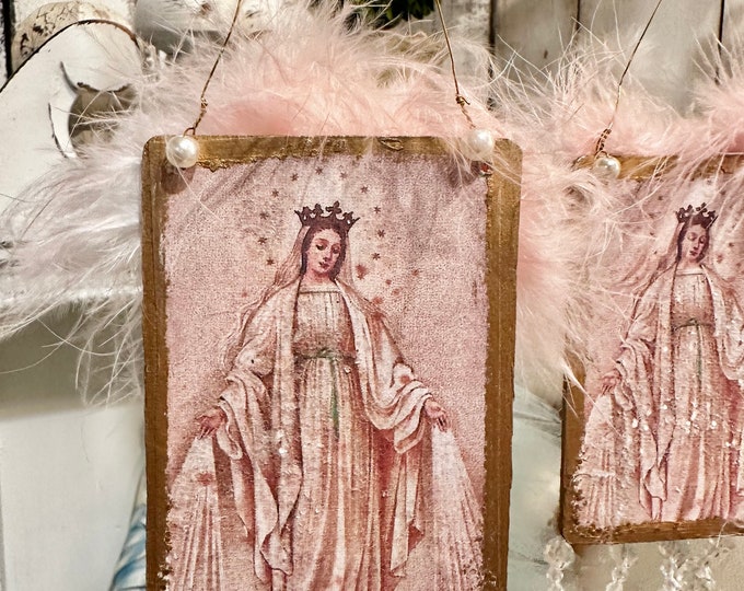 Pair of Pink Mother Mary Christmas Ornament - Etsy