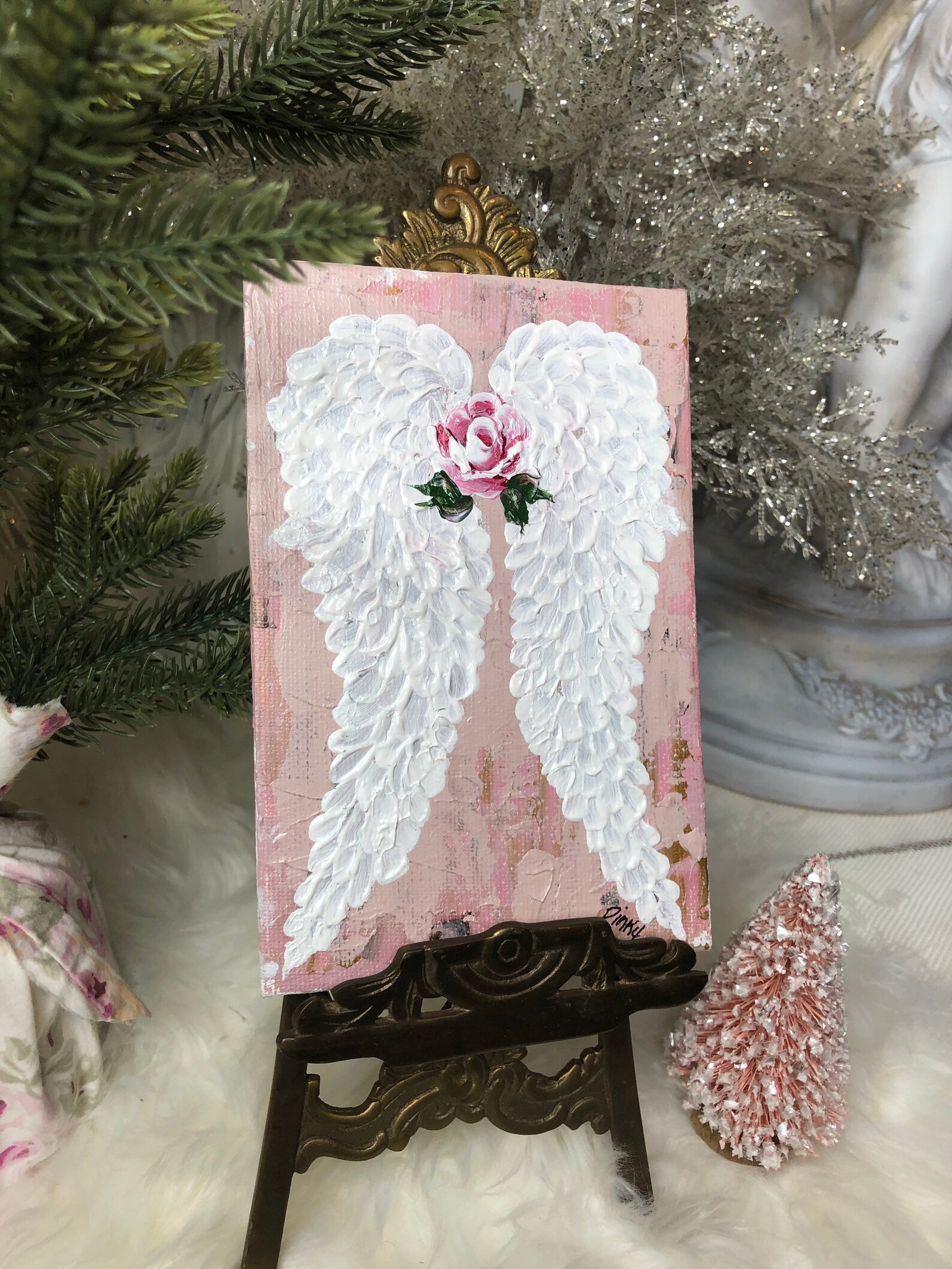 Pretty Handpainted Angel Wings With Roses Shabby Chic - Etsy
