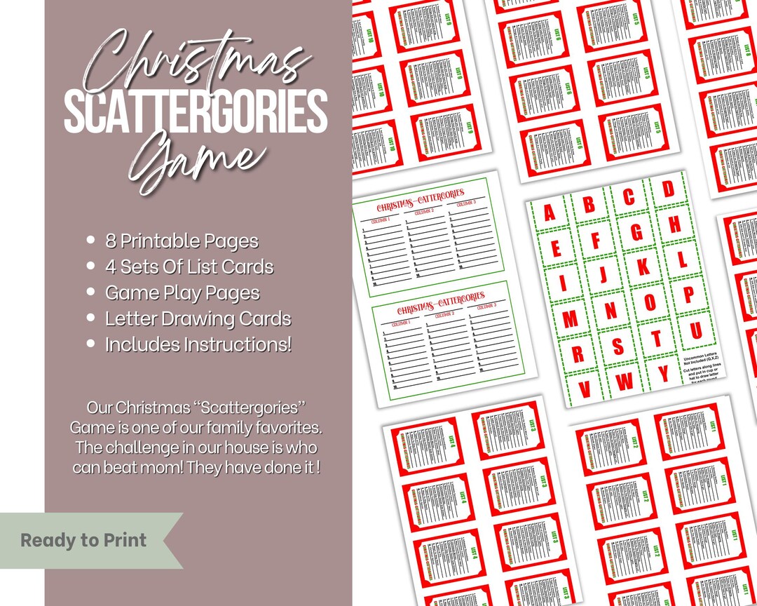 Christmas Scattergories Game – Printable Holiday Party (digital ...