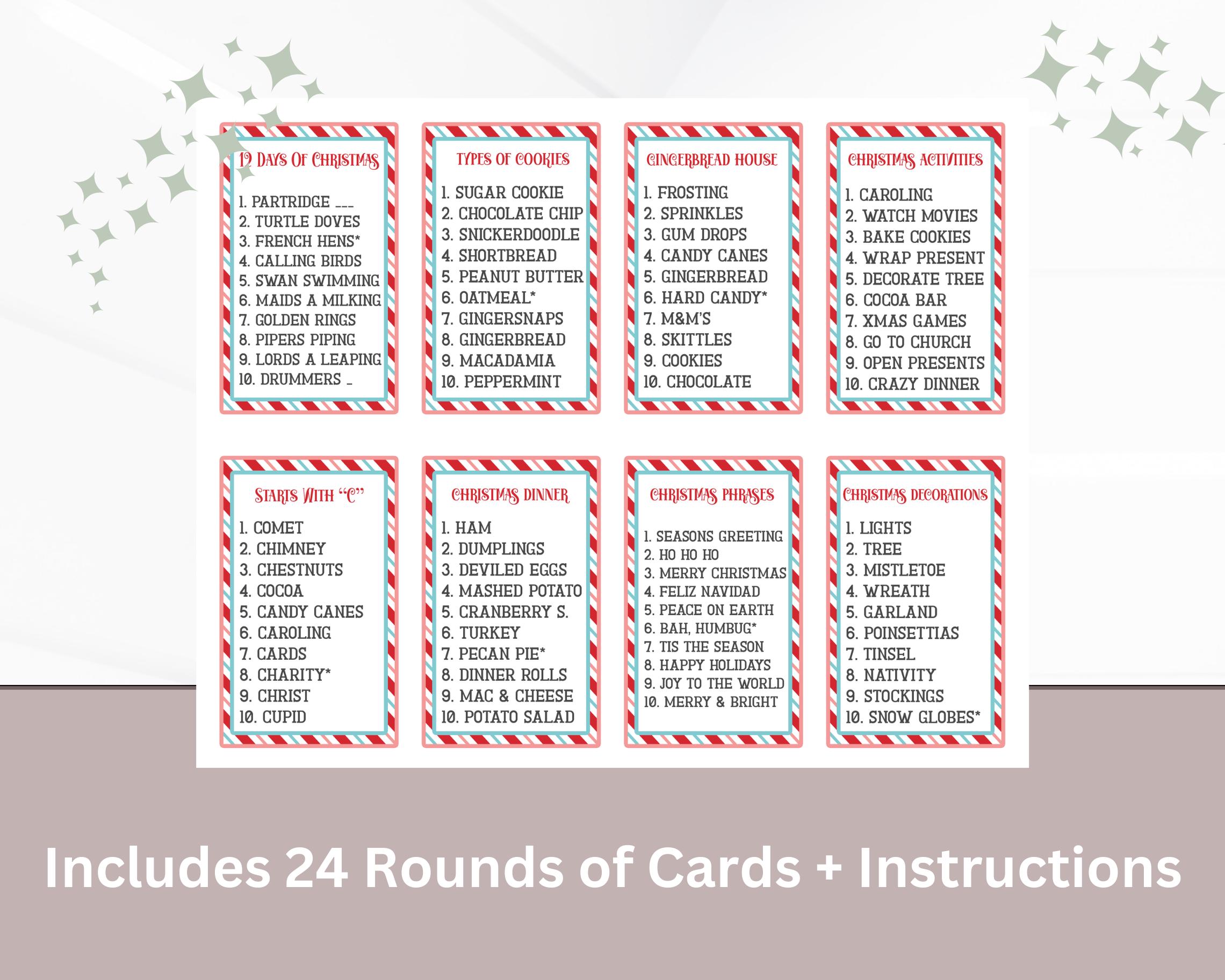 Christmas Game Outburst - Family Game Night - Holiday Fun - Printable ...