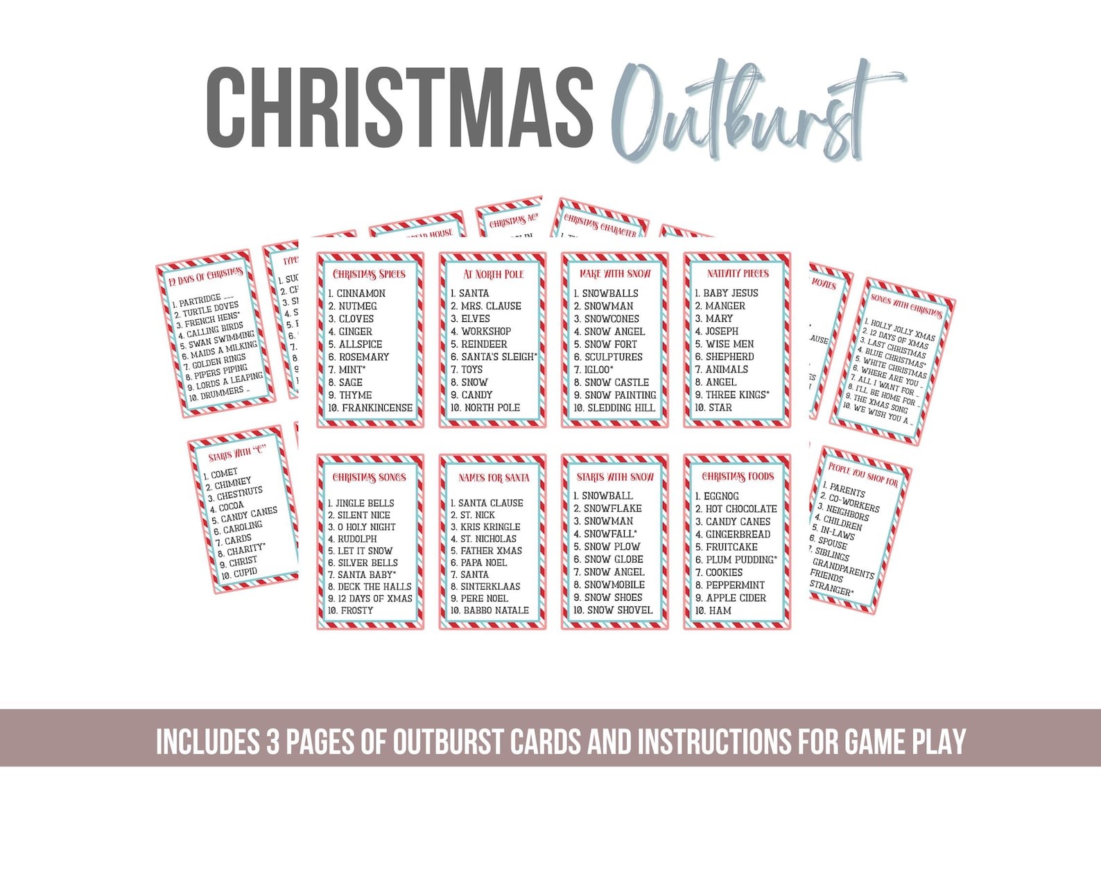 Christmas Game Outburst - Family Game Night - Holiday Fun - Printable ...