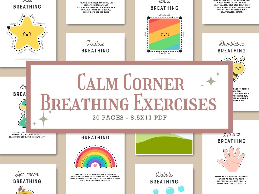 Calm Down Corner Breathing Cards Printable | Mindfulness Flashcards for ...