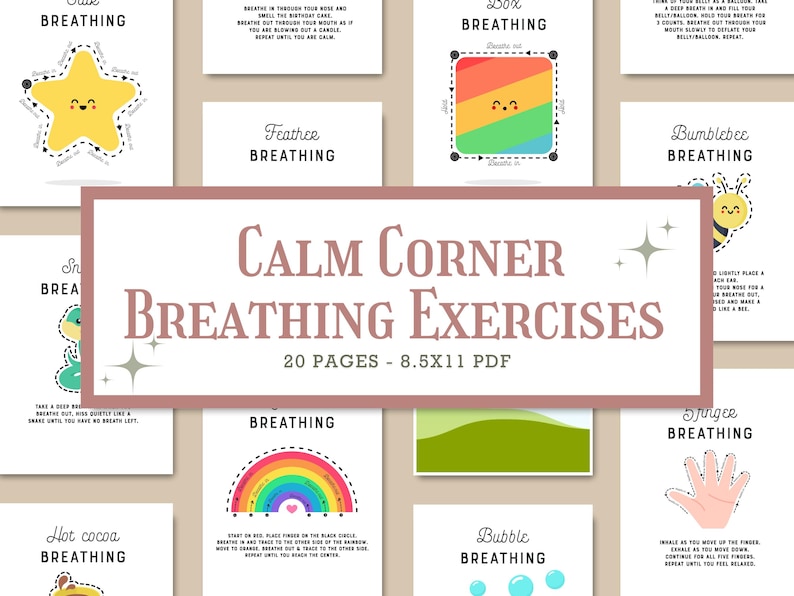 Calm Down Corner Breathing Cards Printable | Mindfulness Flashcards for ...