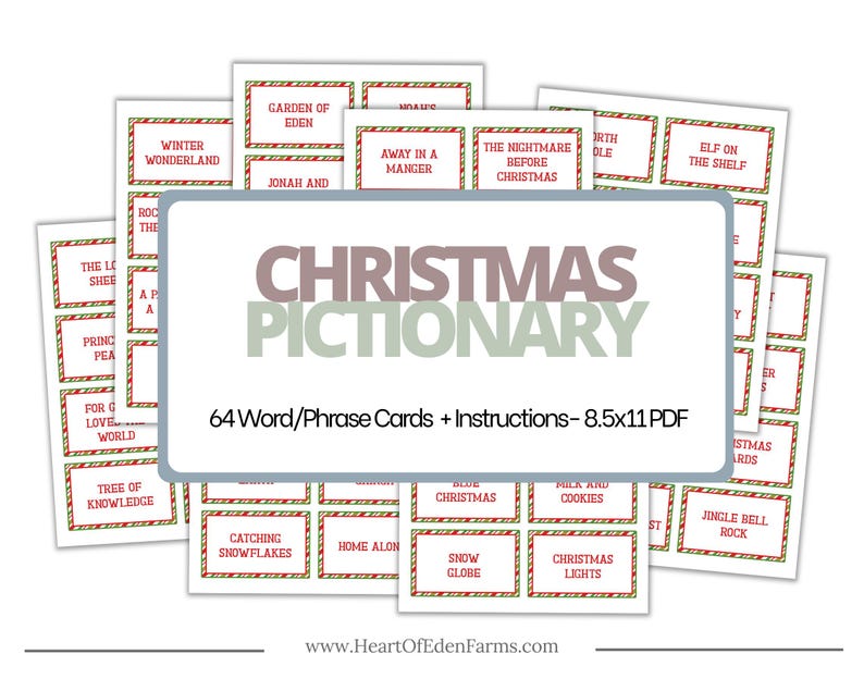 Pictionary Christmas Game - Holiday Fun - Family Game Night - Printable ...