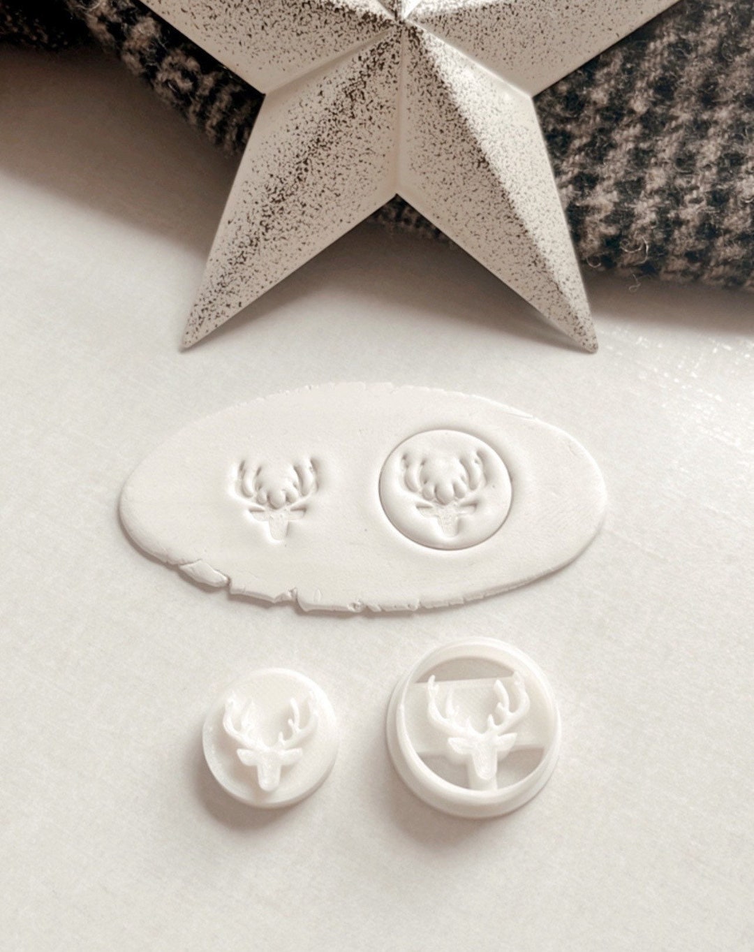 Deer Shaped Polymer Clay Cutter and Stamp | Embossed Clay Cutter ...