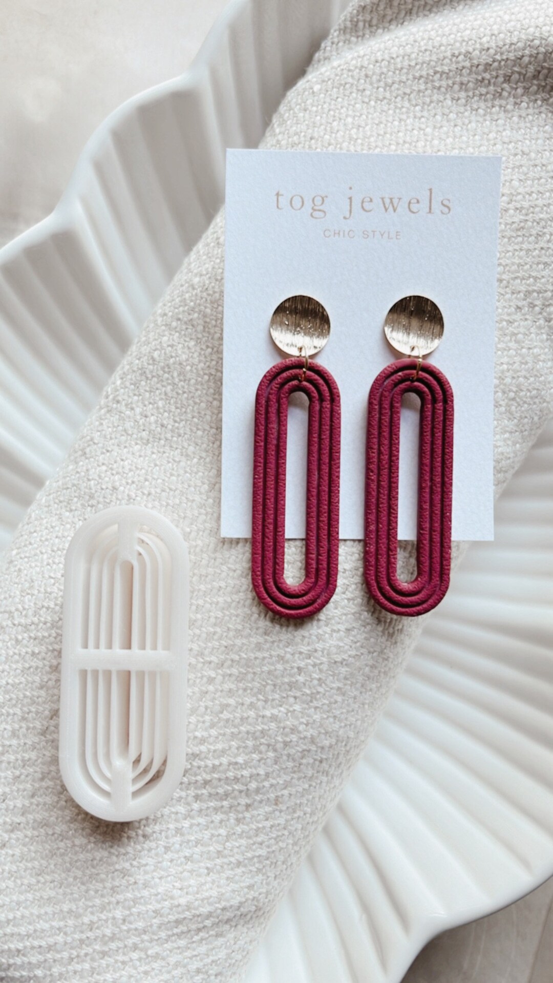 Oblong Embossed Oval Shaped Polymer Clay Cutter | Boho Style Clay ...