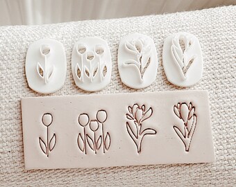 Tulip Stem Polymer Clay Stamp Floral, Embossing Stamp - Etsy
