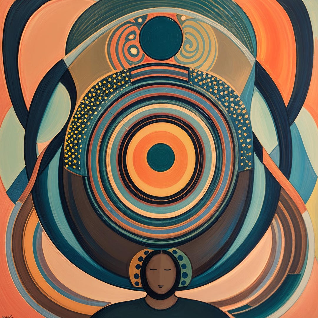 Man and the Moon, Afro/modernism, Abstract Geometric, Boho Style Art ...