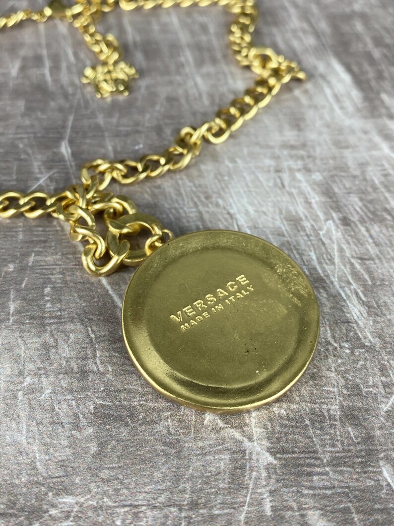 Versace Gold Curb Chain Medusa Charming Pendant Necklace - Etsy