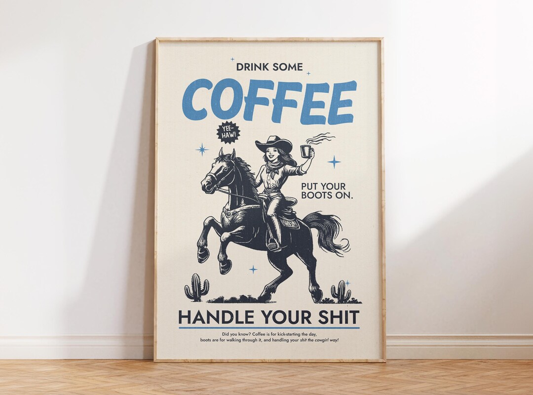 Coffee Print, Coffee Bar Cart, Office Wall Art, Western Wall Decor ...