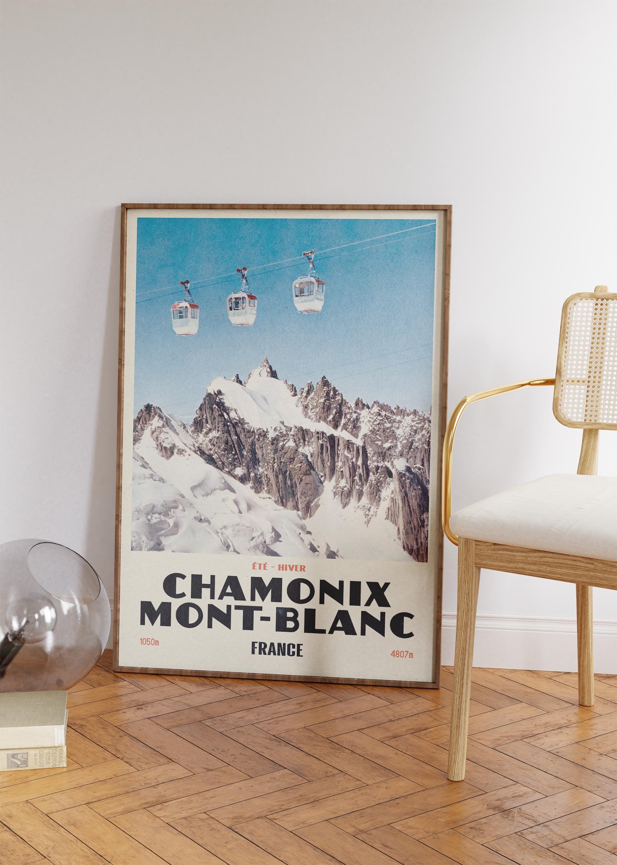 Chamonix Mont Blanc, Retro Travel Poster, Vintage Winter Ski Print ...