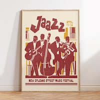 10x10, 12x12, 16x16, 20x20, New Orleans Jazz Fine Art Print, Jazzy New ...