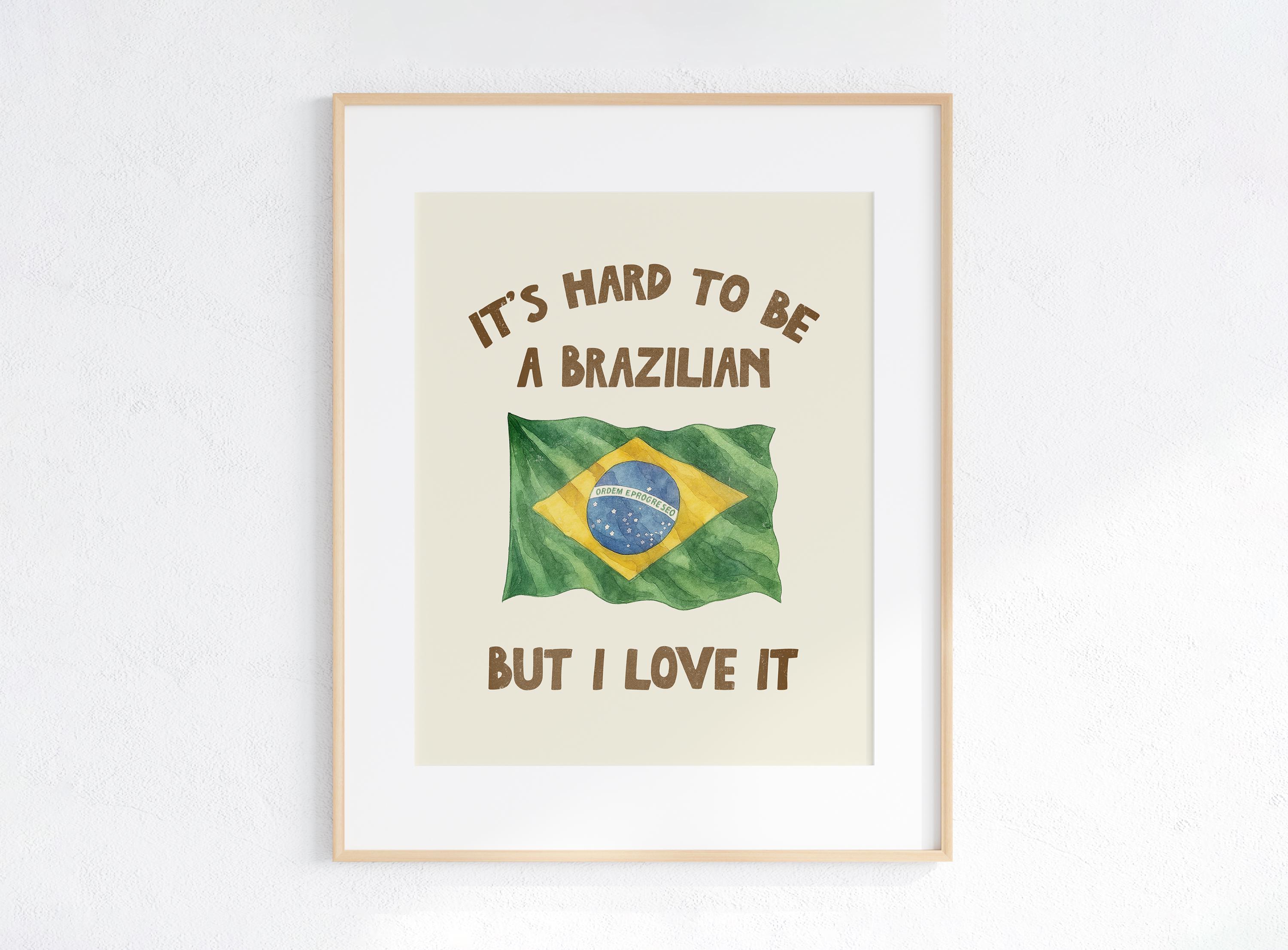 Retro Brazil Poster, Brazil Art, Brazilian Pride, Colorful Wall Art ...