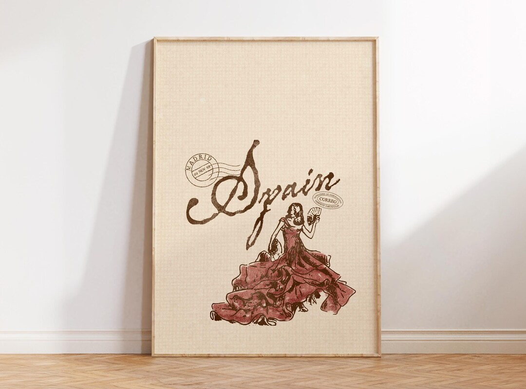 Spain Wall Art, Traditional Latin Decor, Vintage Dancing Illustration ...