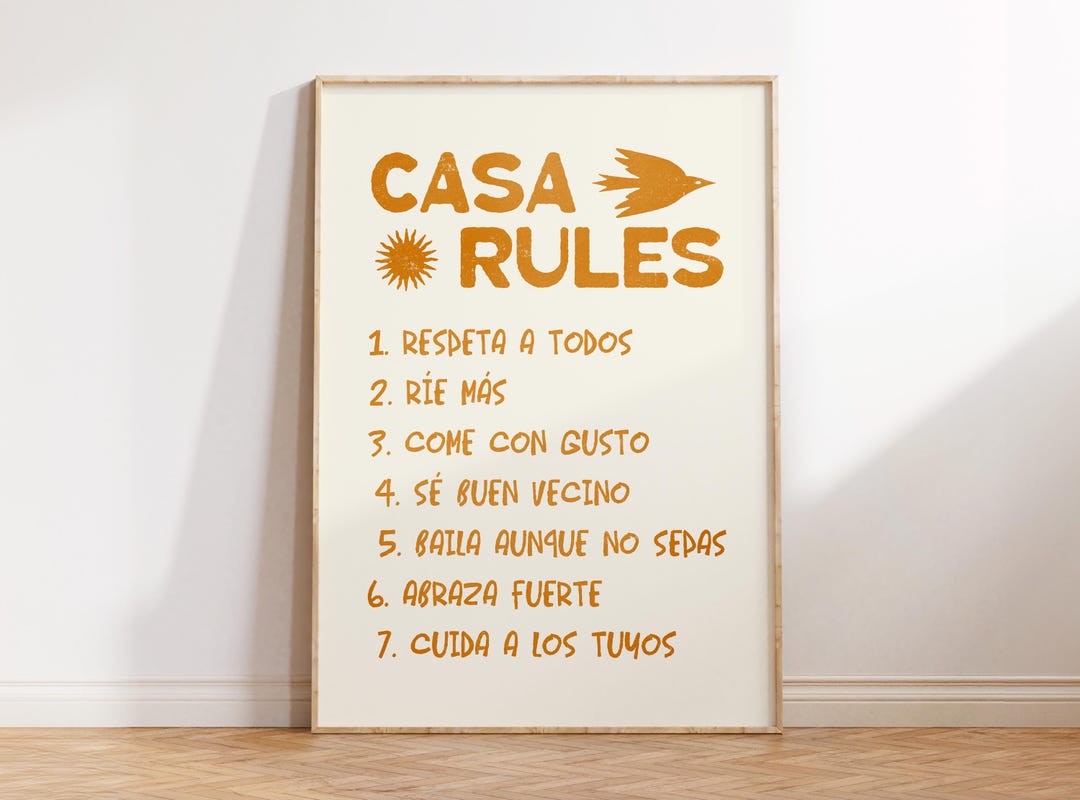 Casa Rules Mexican Wall Art, Mexico Art, Mexican Gift, Travel Poster ...