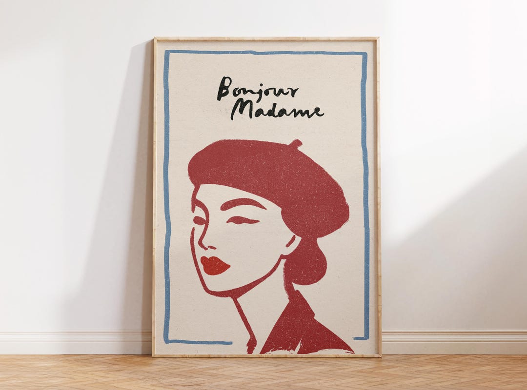 Bonjour Madame Print, Retro French Decor, French Quotes, Woman Wall Art ...