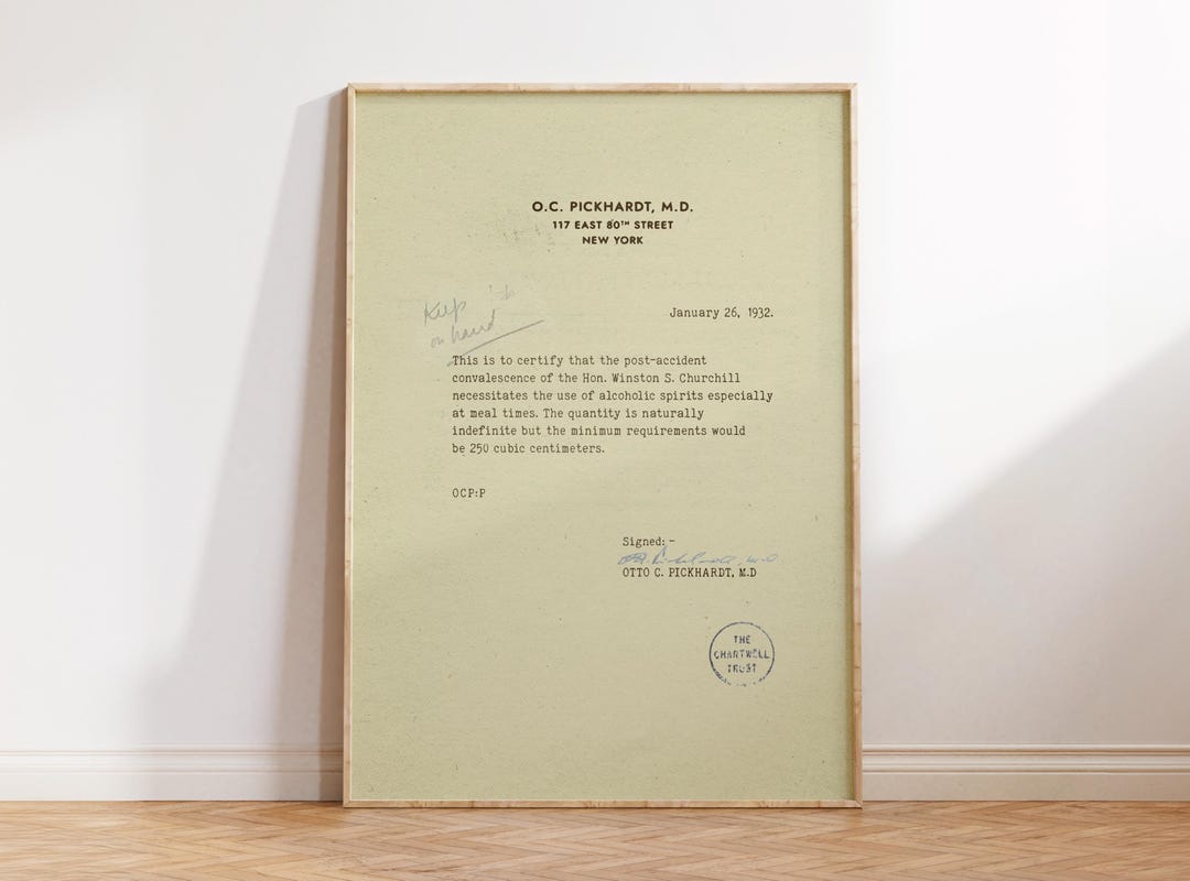 Winston Churchill Print, Historical Document, Medical Note Unlimited ...