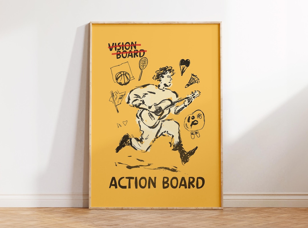 Vision Board Print, Modern Office Wall Art, Motivational Poster, Trendy ...