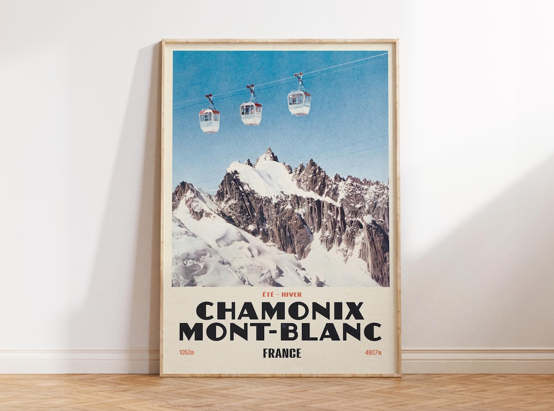 Chamonix Mont Blanc, Retro Travel Poster, Vintage Winter Ski Print ...