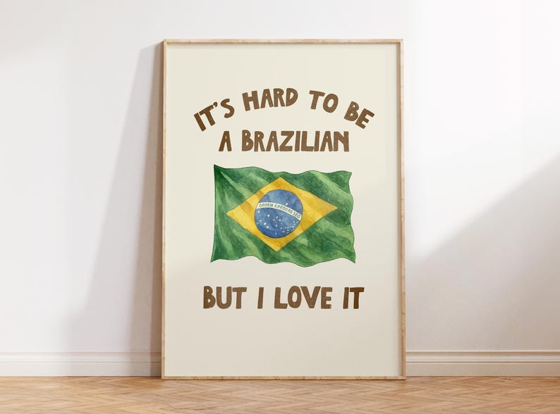 Retro Brazil Poster, Brazil Art, Brazilian Pride, Colorful Wall Art ...