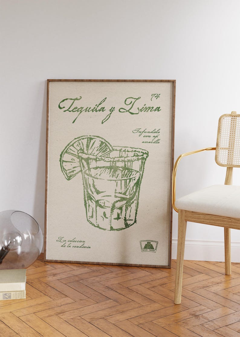 Tequila Wall Art, Retro Mexican Wall Art, Kitchen Wall Art, Vintage Bar ...